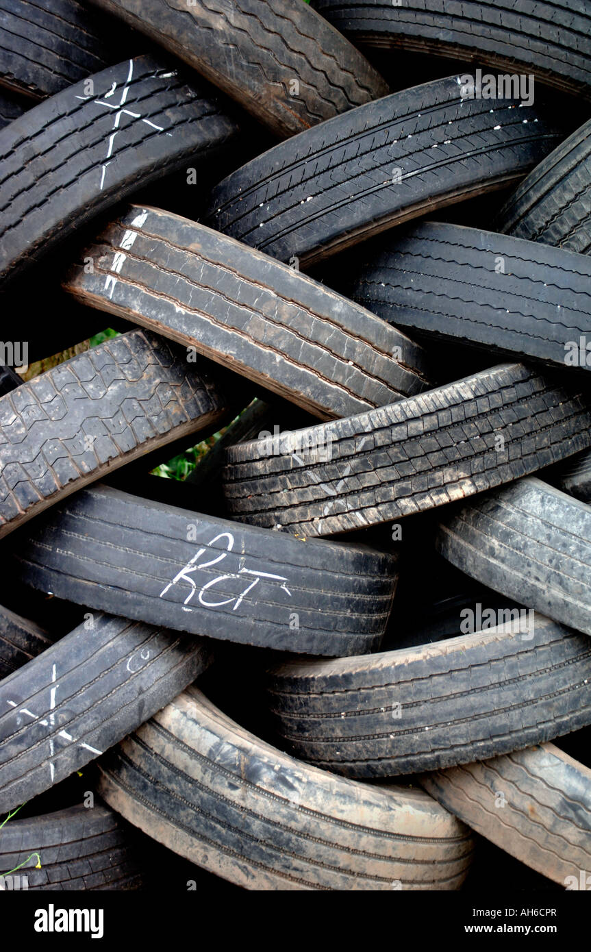 A Wall Of Tyres Stock Photo - Alamy