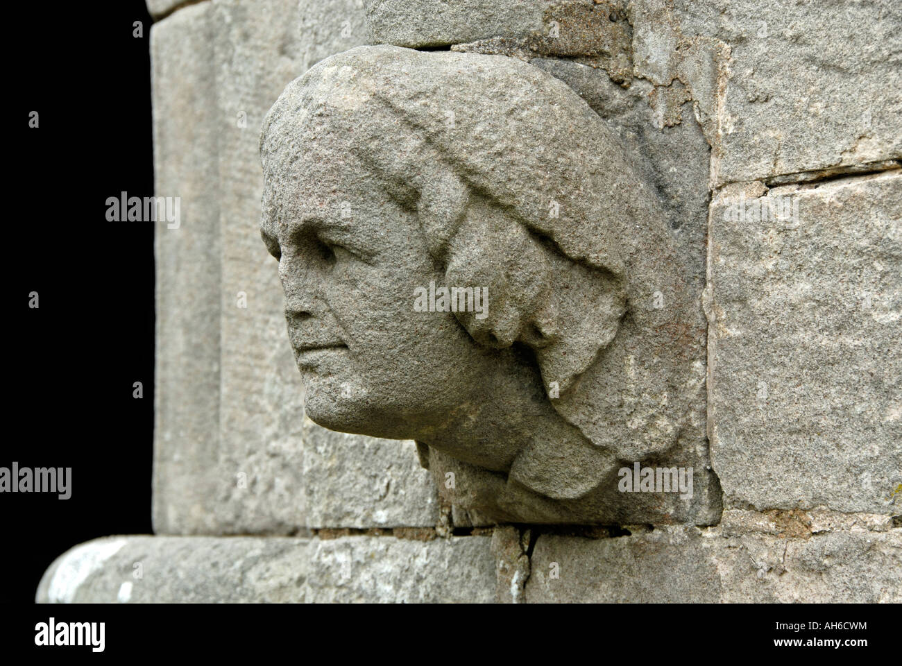 Sculpted head. Church of Saint Peter, Great Asby, Cumbria, England, U.K ...