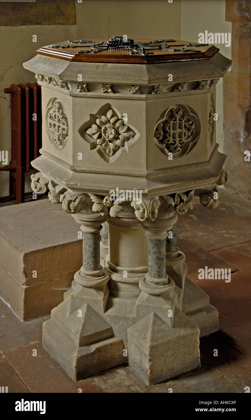 Font. Church of Saint Peter, Great Asby, Cumbria, England, U.K., Europe ...