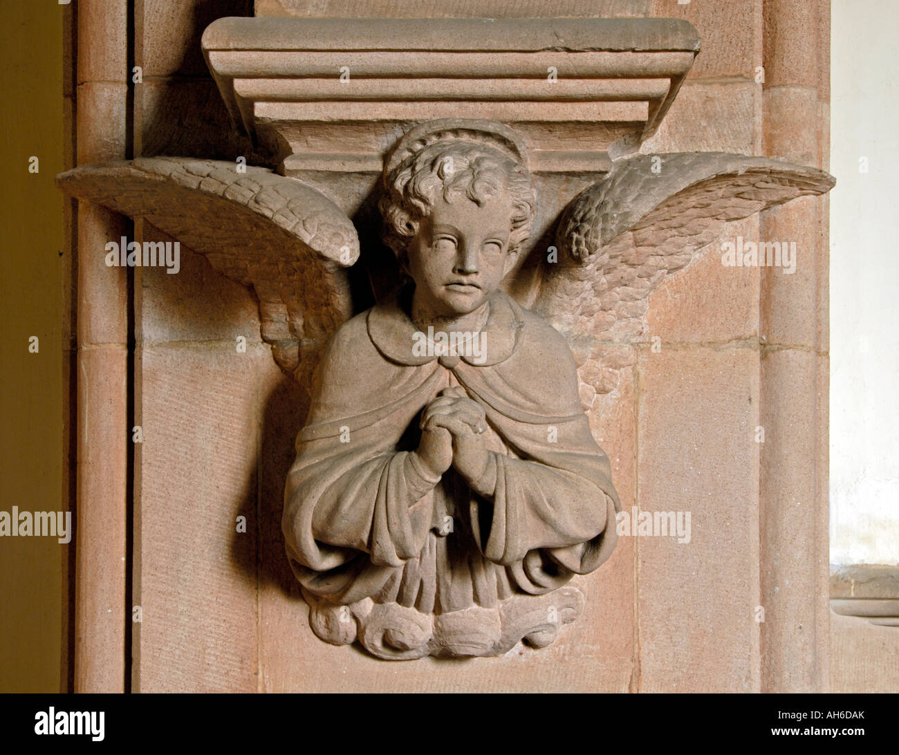 Angel sculpture. Church of Saint Peter, Great Asby, Cumbria, England, U ...