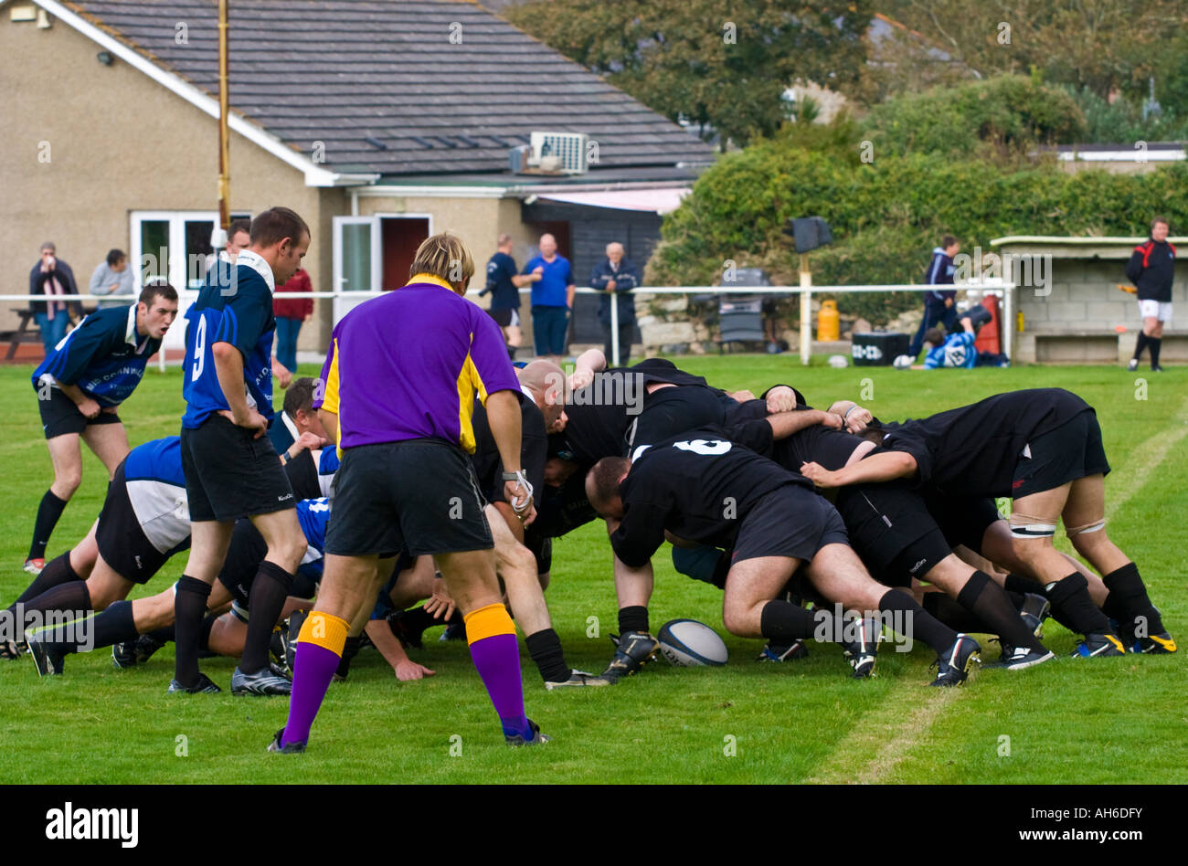 Two local Cornish rugby teams contest a Scrum during a Cornwall 1 ...