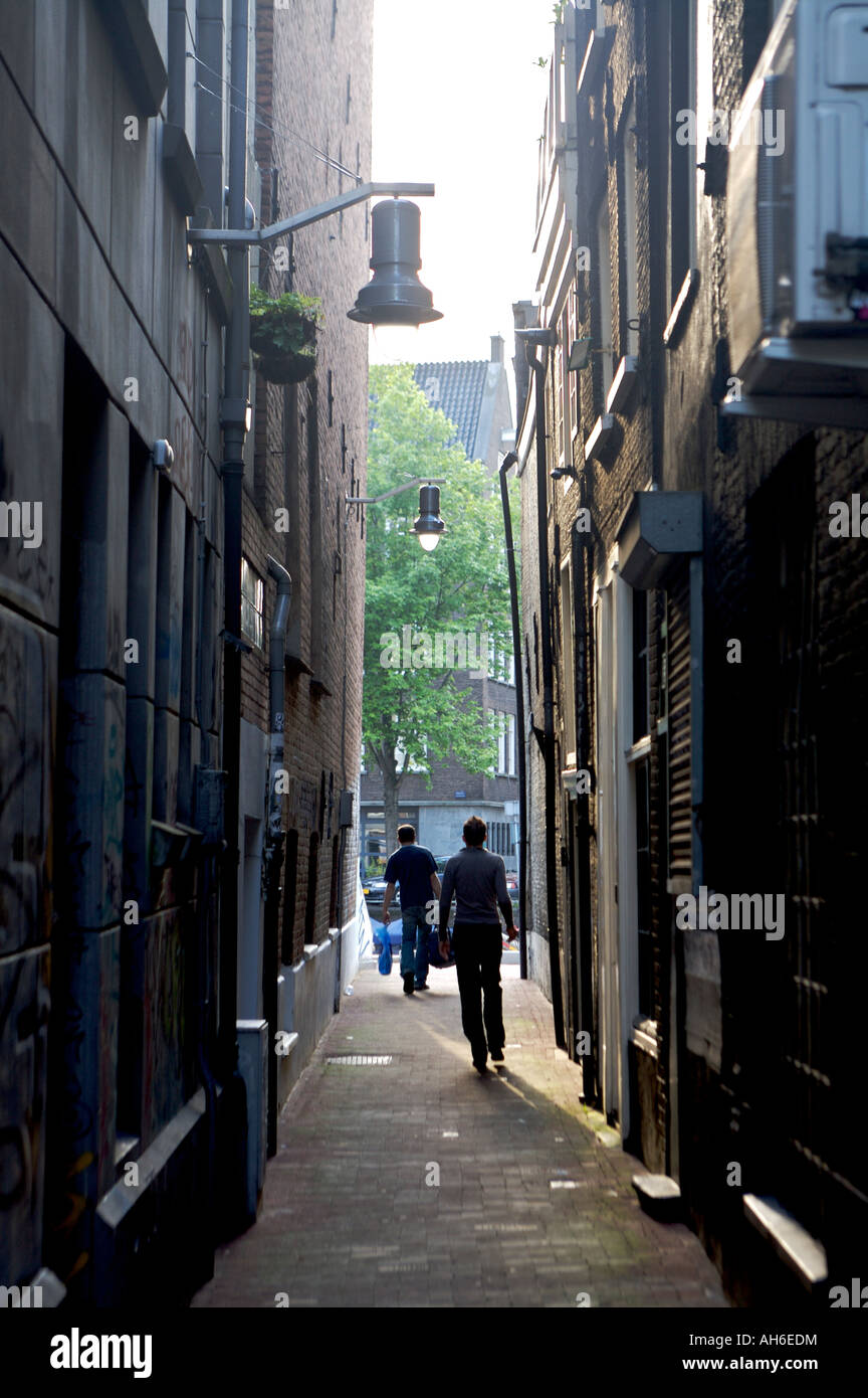 Looking down an alleyway near the red light district in Amsterdam The ...