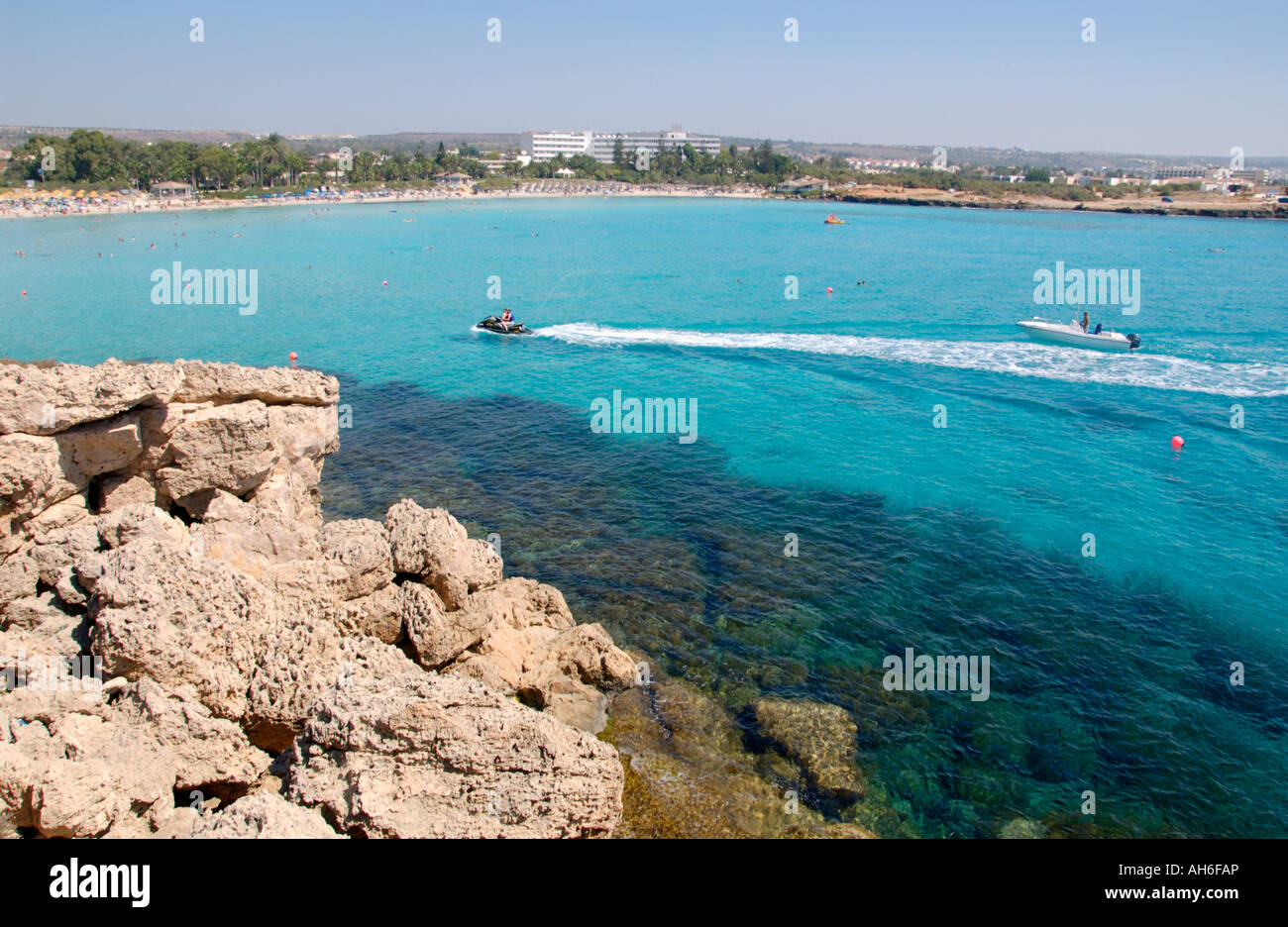 Watersports with jet ski and speedboat off Nissi Beach near Ayia Napa ...