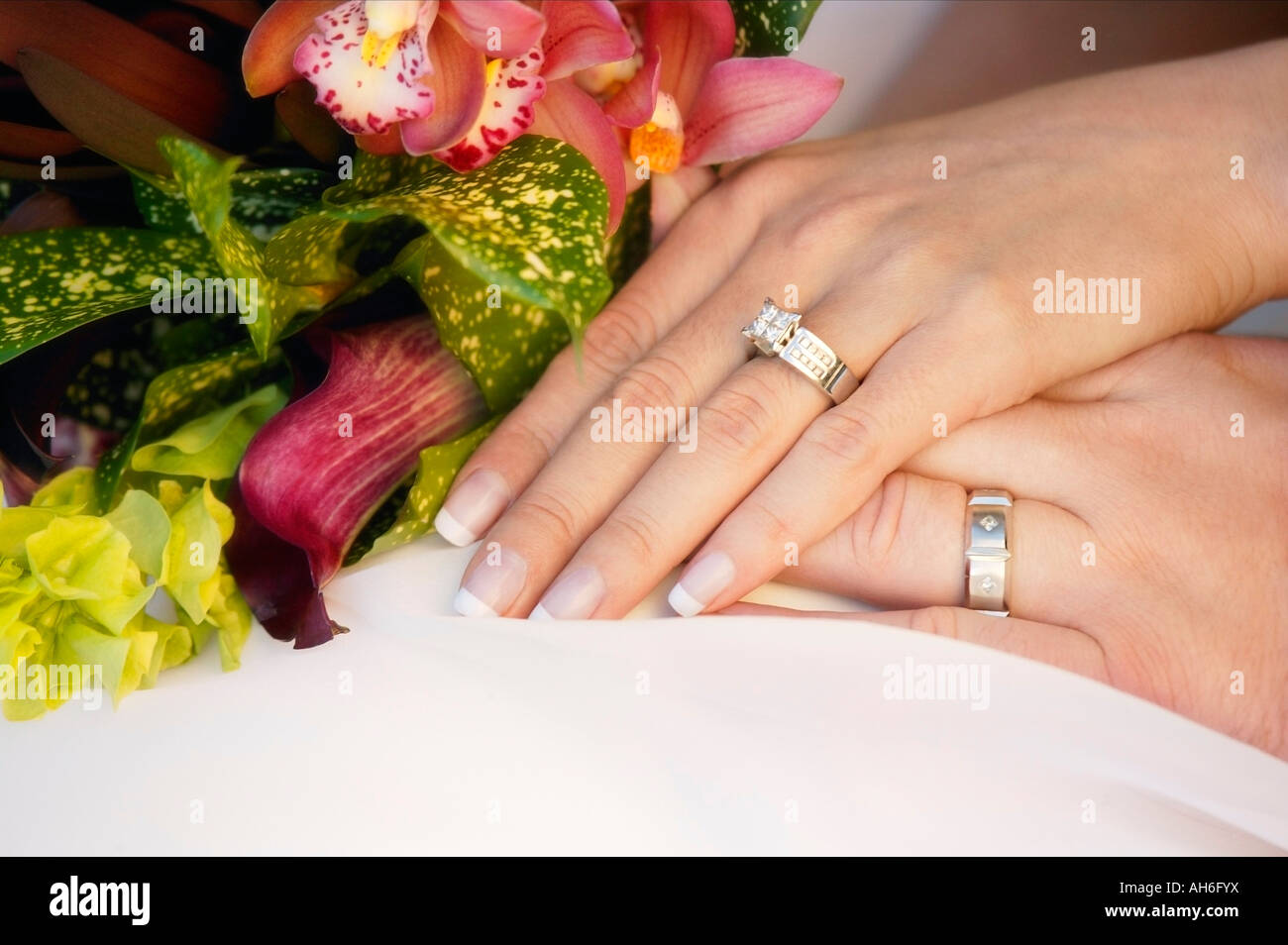 Wedding couples hands Stock Photo - Alamy