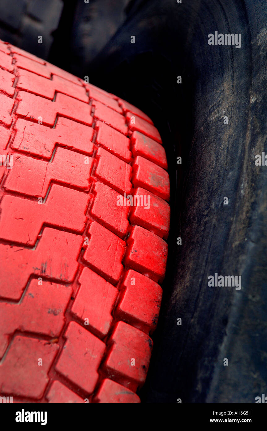 Red Painted Tyre Stock Photo - Alamy