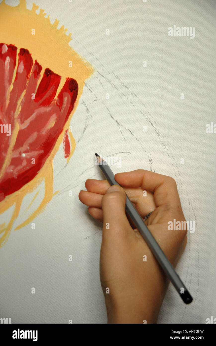 Hand drawing on canvas Stock Photo - Alamy