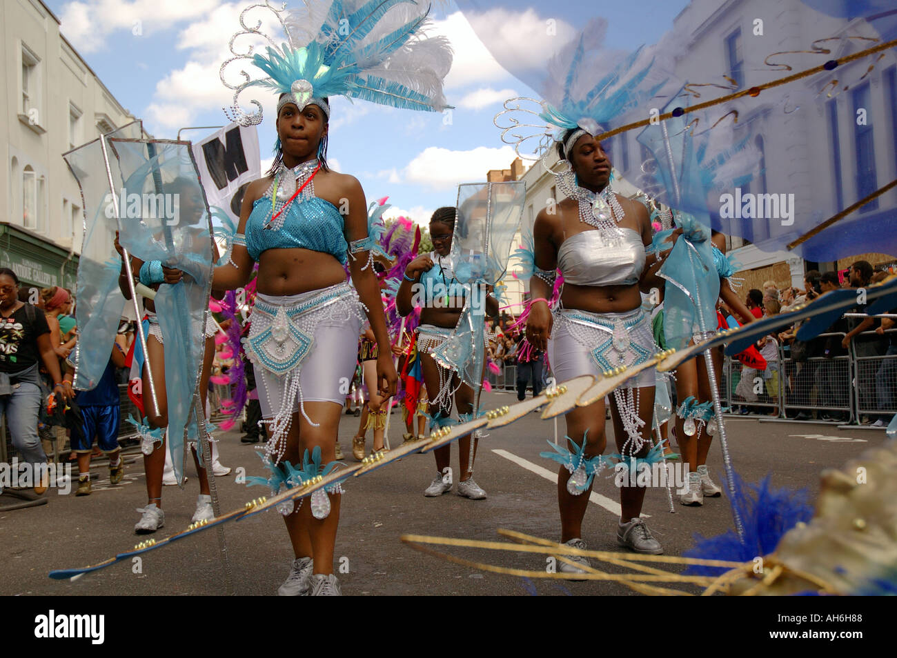 Dancers and performers at annual Notting Hill carnival parade through ...