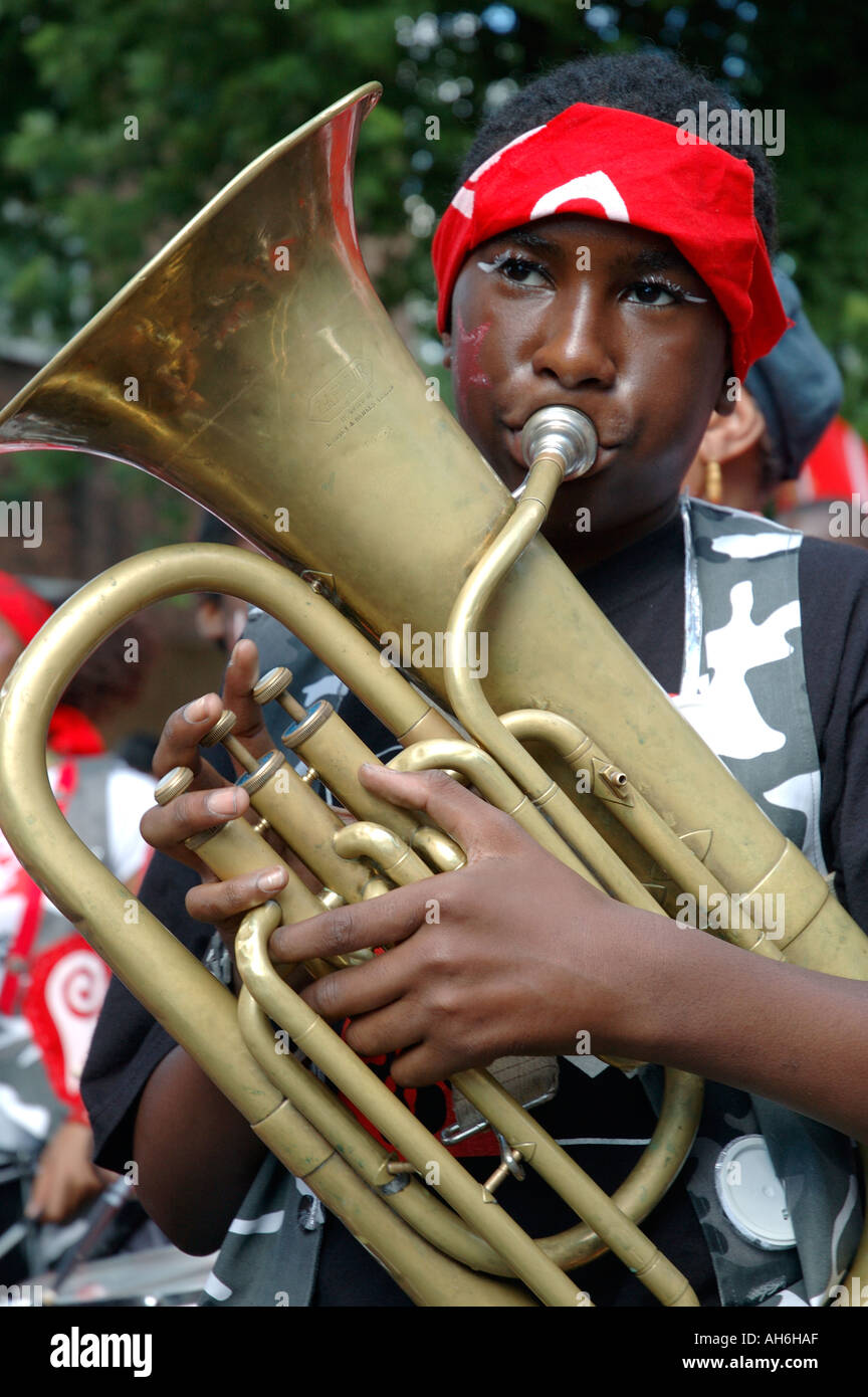 Musicians playing at annual Notting Hill Carnival through streets of ...