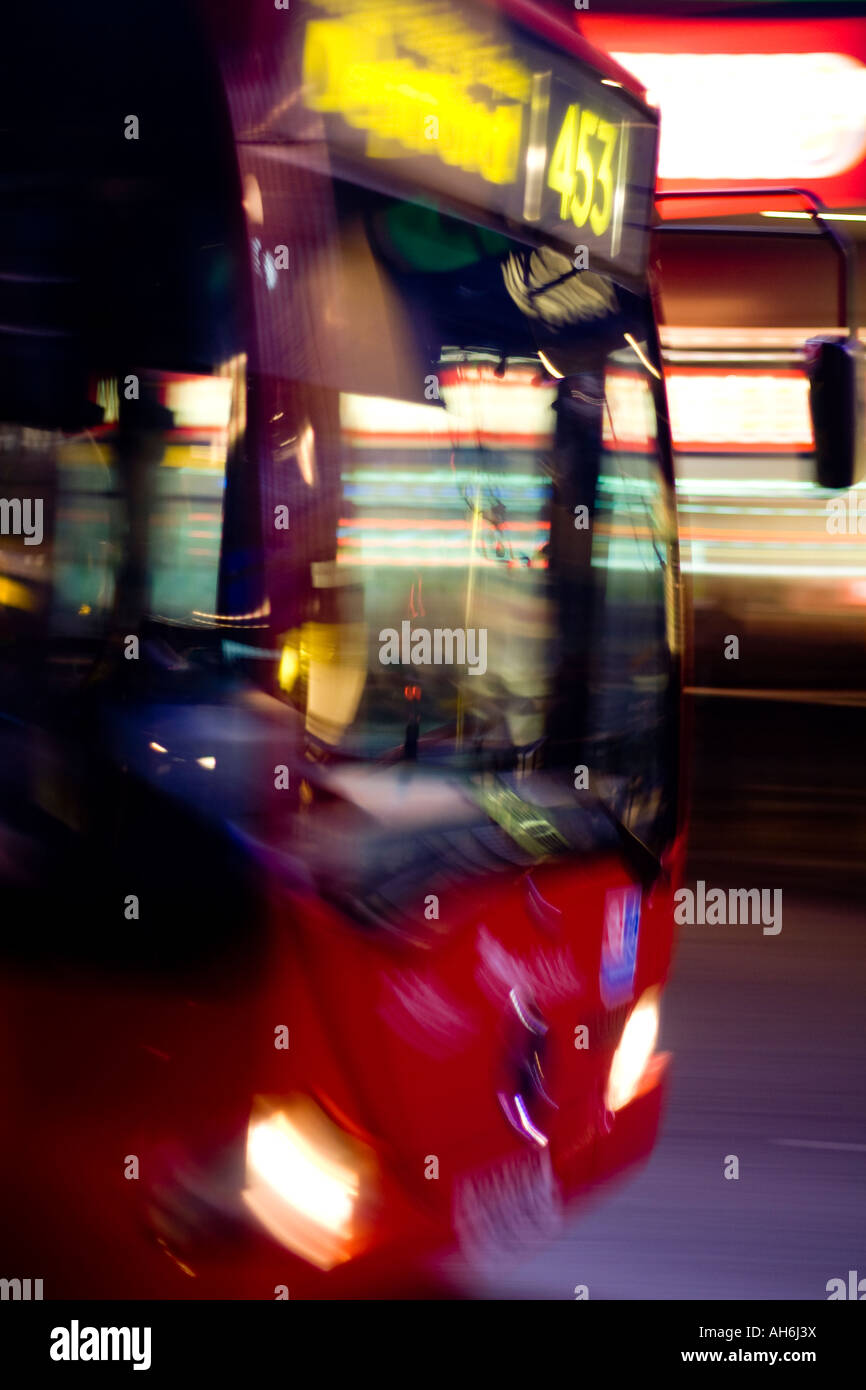London bus travelling at speed Stock Photo - Alamy