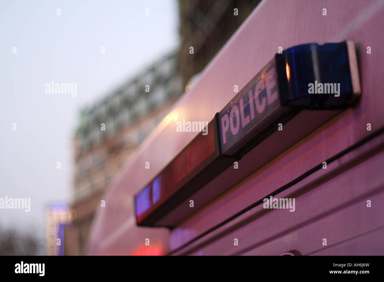 Police van lights london Stock Photo - Alamy