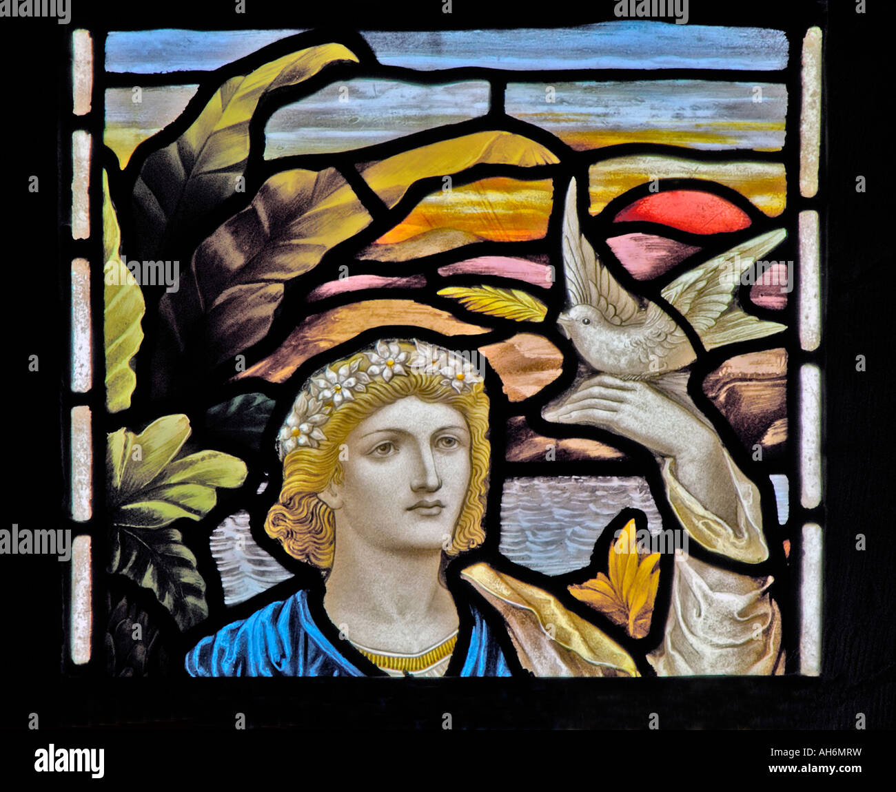 "Peace" window (detail). All Saints Church, Orton, Cumbria, England, U ...