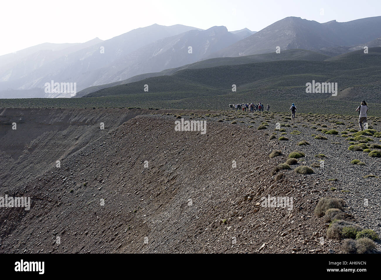 Hikers on the Tarkedit plateau High Atlas Region Morocco Stock Photo ...