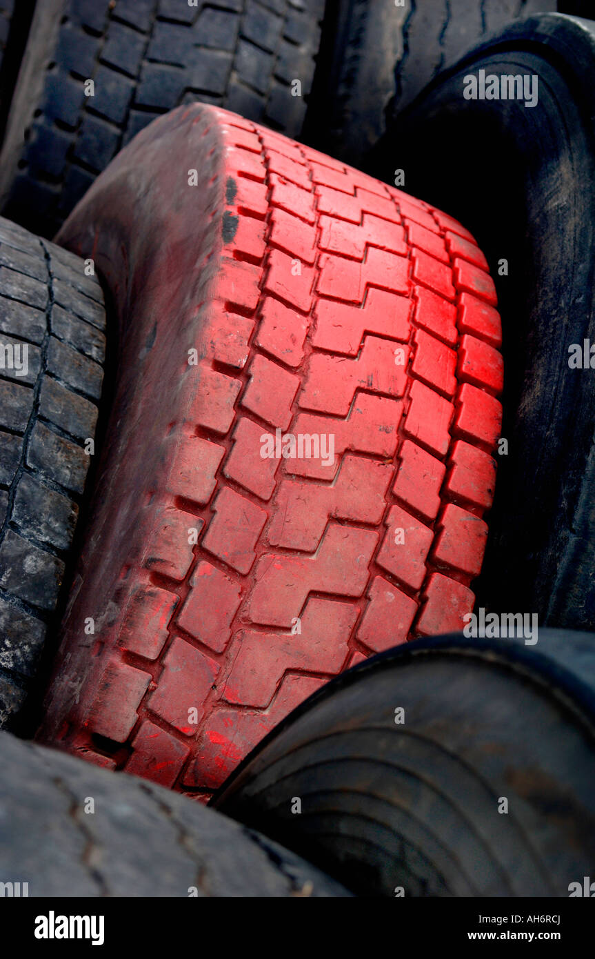 Red Painted Tyre Stock Photo - Alamy