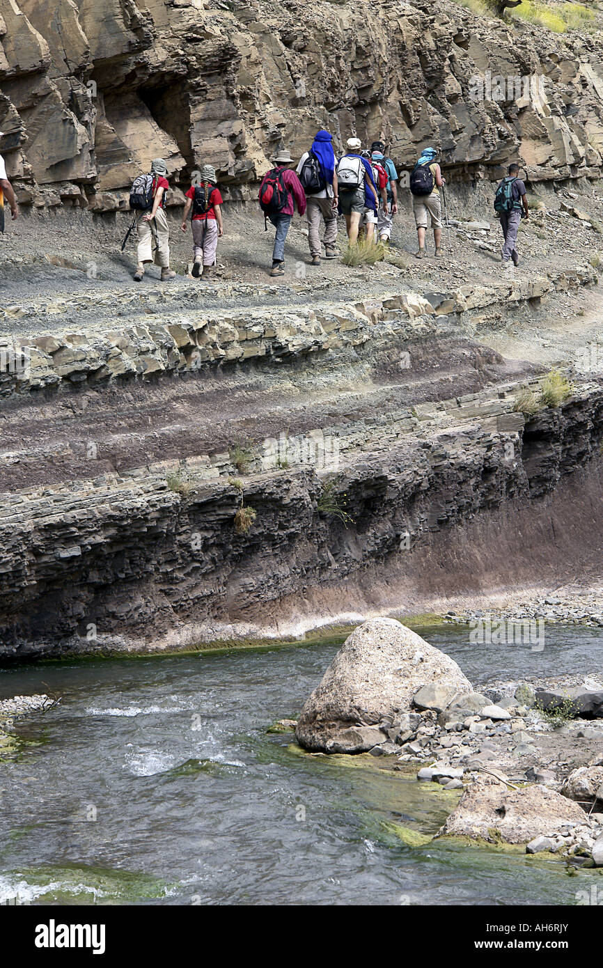 Hikers in Ouzighimt valley High Atlas Region Morocco Stock Photo - Alamy