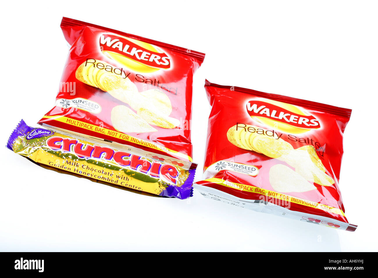 Potato Crisps and Crunchie Chocolate Bar Stock Photo - Alamy