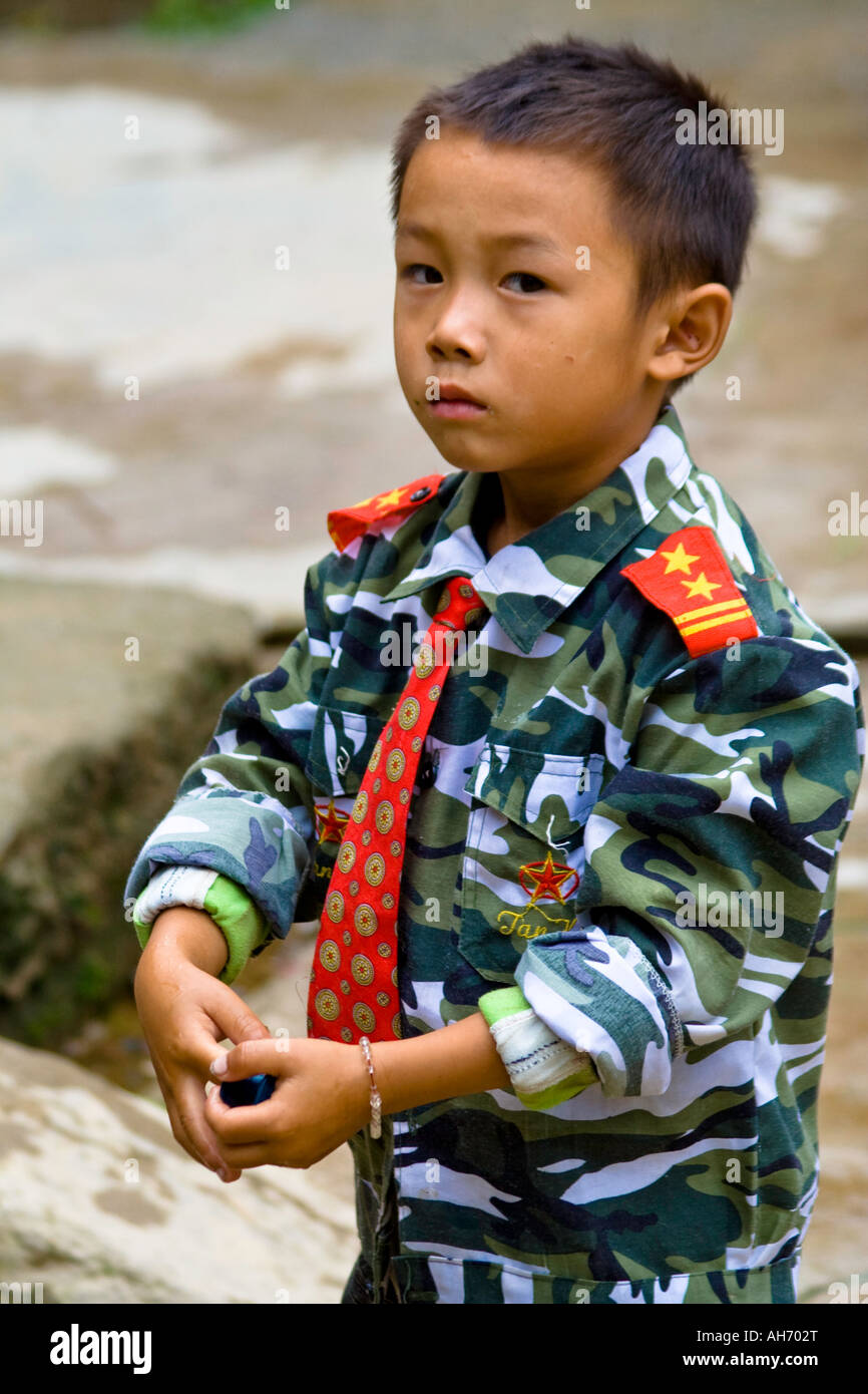 Little Dong Boy wearing Nationalistic Army Uniform Zhaoxing China Stock ...