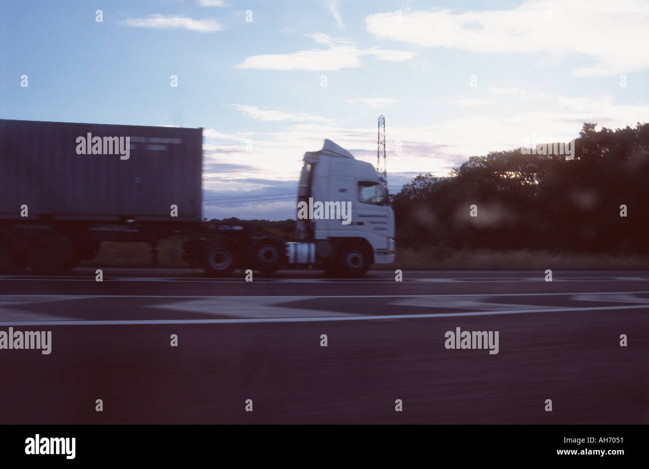Lorry at speed on motorway Stock Photo - Alamy