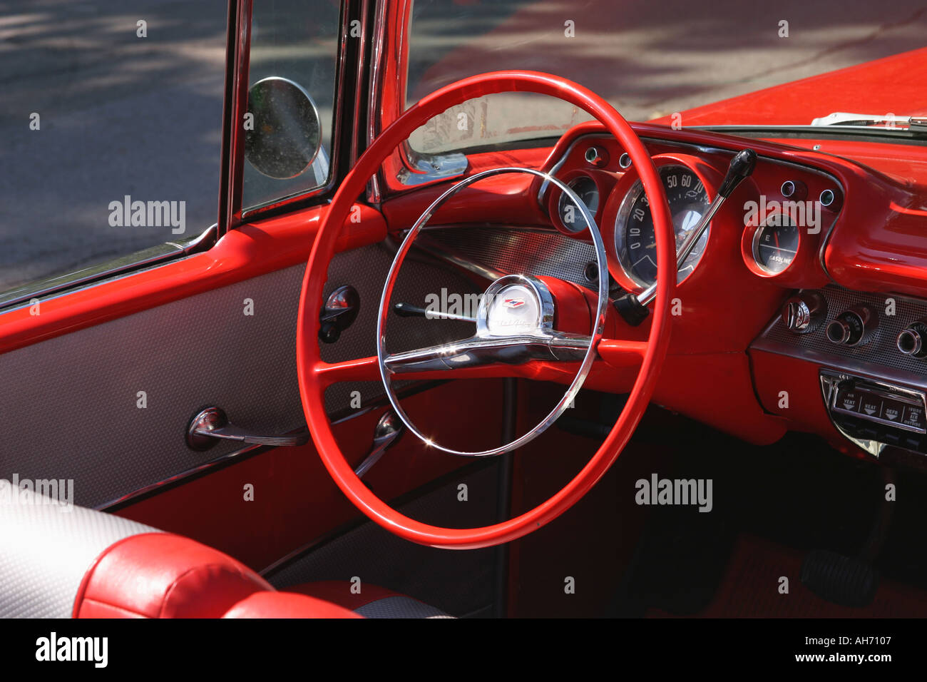 Red interior of vintage Chevrolet Belair convertable Stock Photo - Alamy