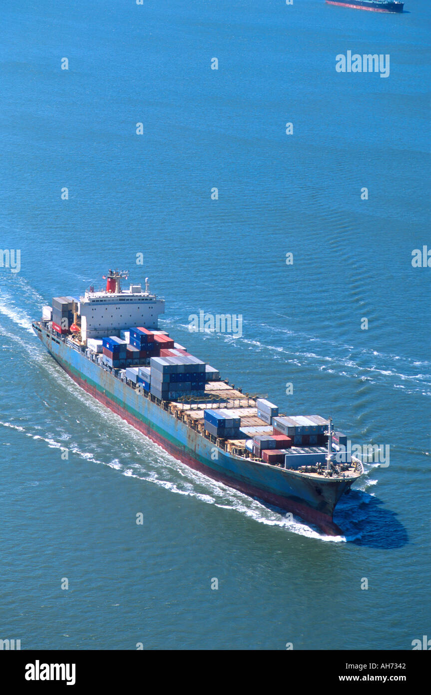 Container ship entering New York Harbor Stock Photo - Alamy