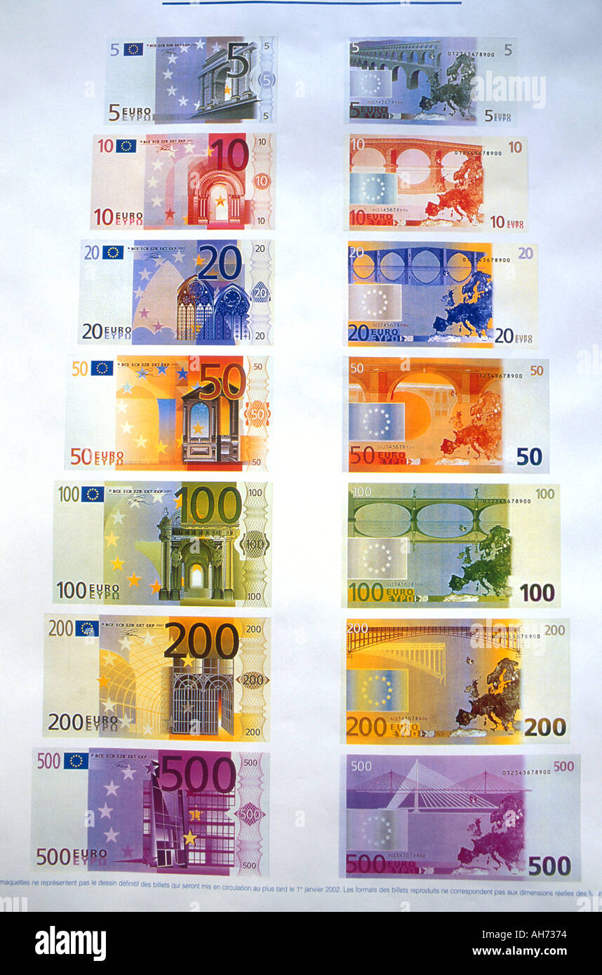 Euro Dollars with front and backsides showing Stock Photo - Alamy