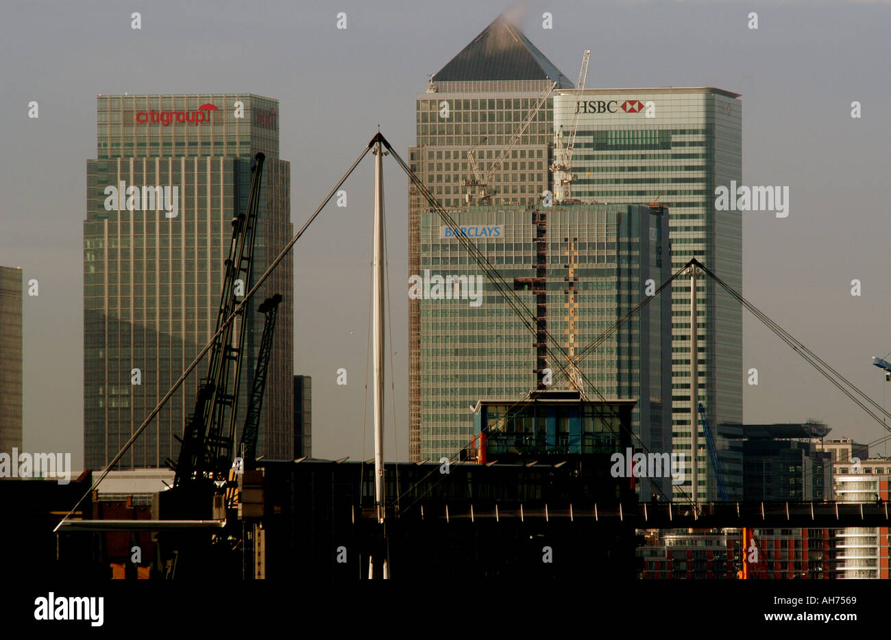 Canary Wharf development on the Isle of Dogs, East London, England ...