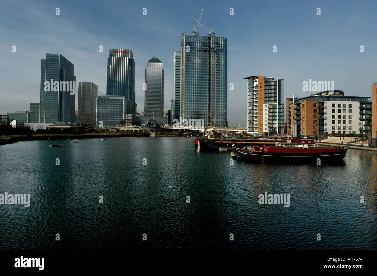 Canary Wharf development on the Isle of Dogs, East London, England ...