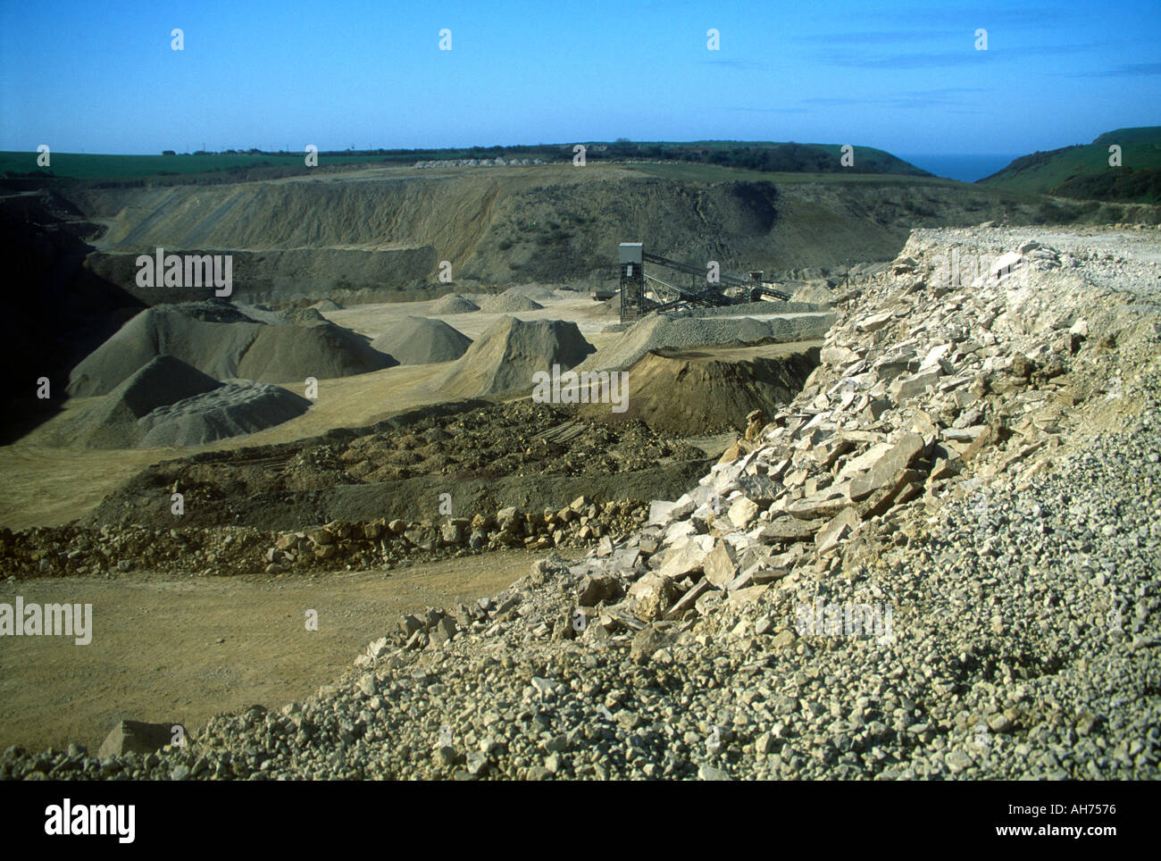 Portland limestone quarry Langton Matravers Isle of Purbeck Swanage ...