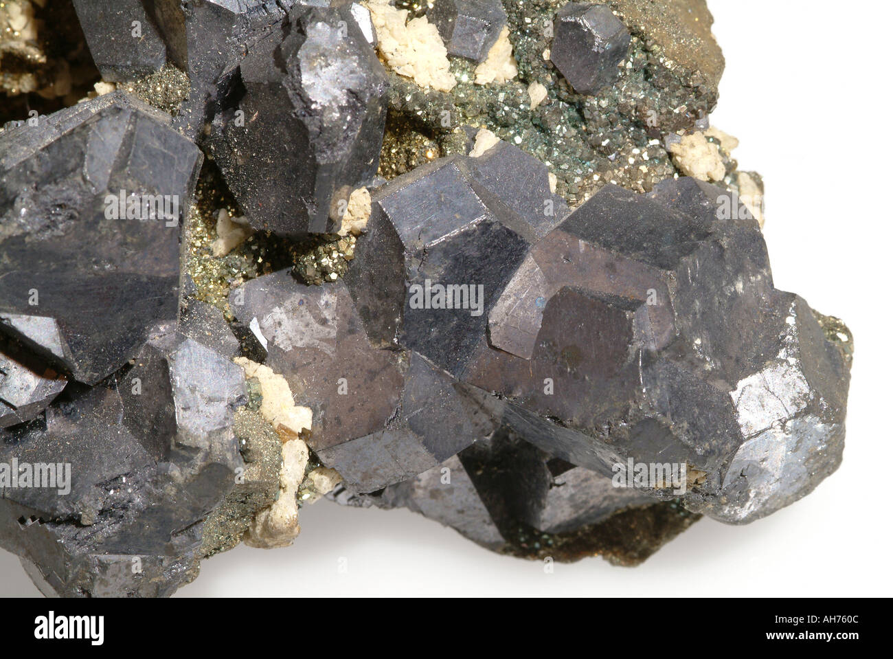 Mineral Galena, Shiny octehedral crystals with dolomite and pyrite on ...