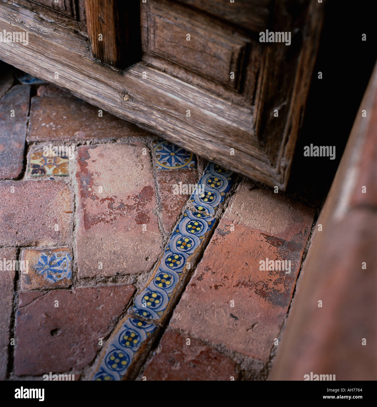 Decorative painted terracotta ceramic floor tiles in the Alhambra ...