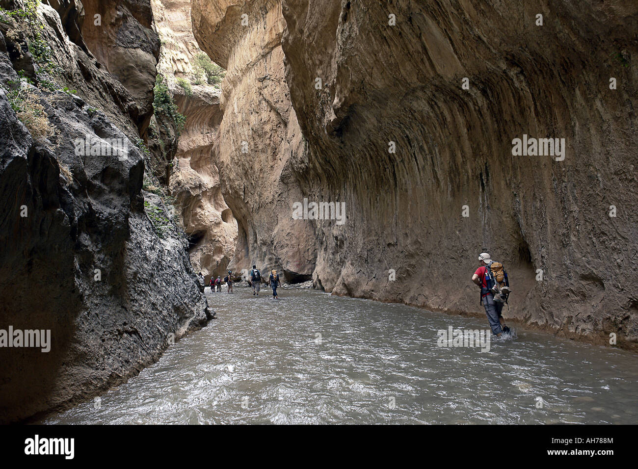 Hikers in the Achaabou canyon M goun gorges Morocco Stock Photo - Alamy