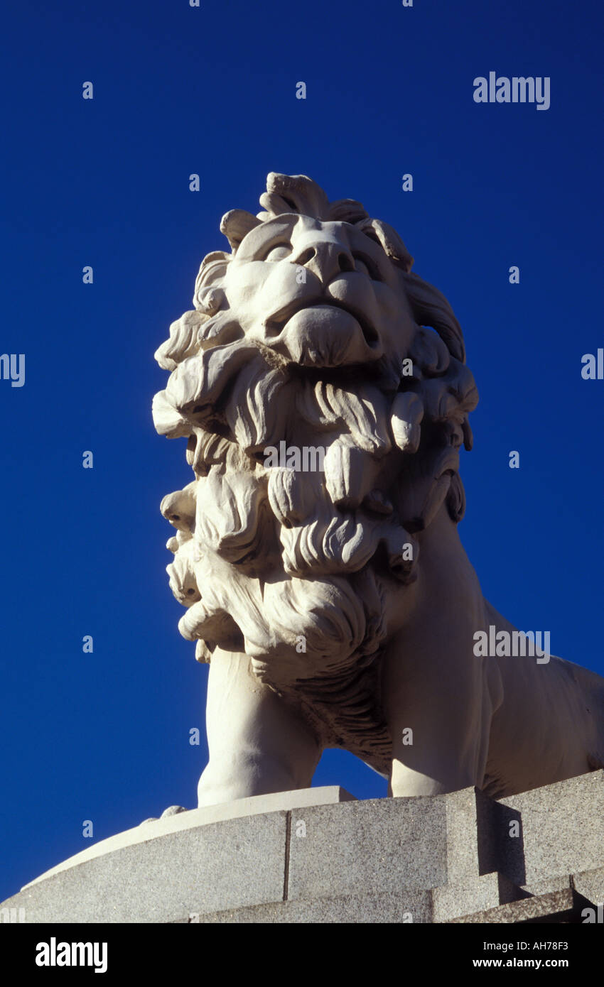 South Bank Lion statue Westminster Bridge London England Stock Photo ...