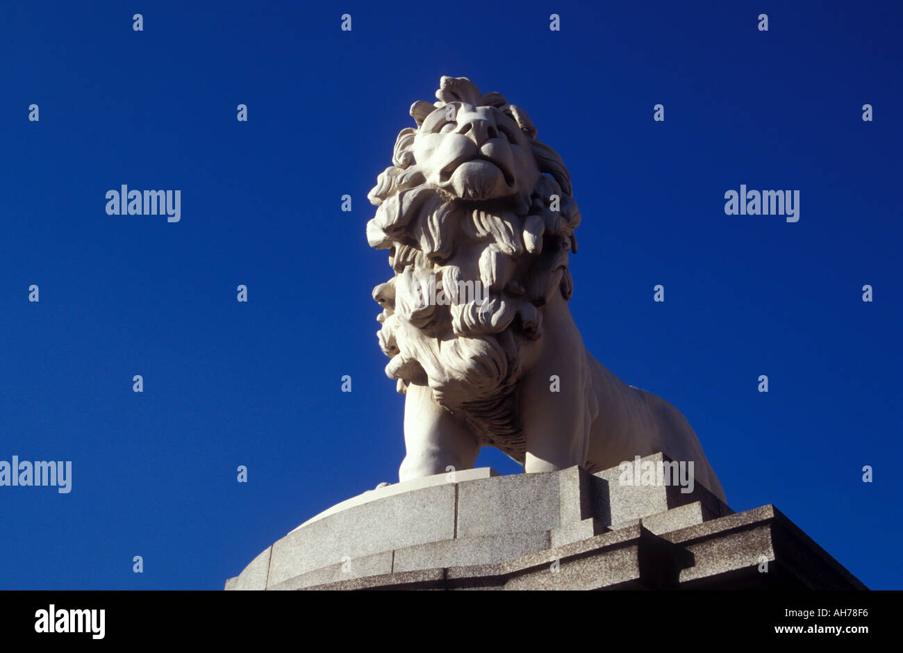 South Bank Lion statue Westminster Bridge London England Stock Photo ...
