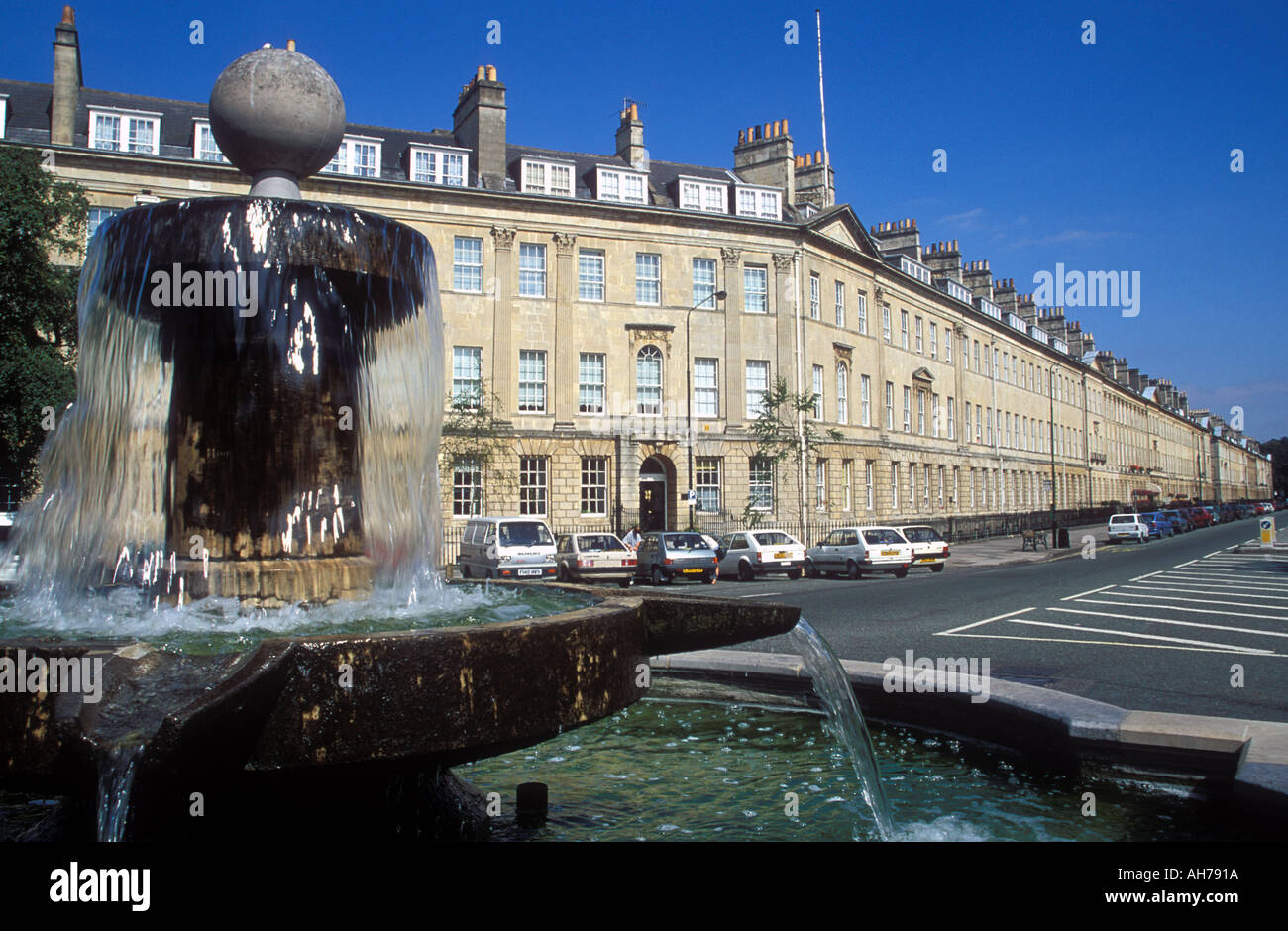 Laura Place fountain and Great Pulteney Street Bath England Stock Photo ...