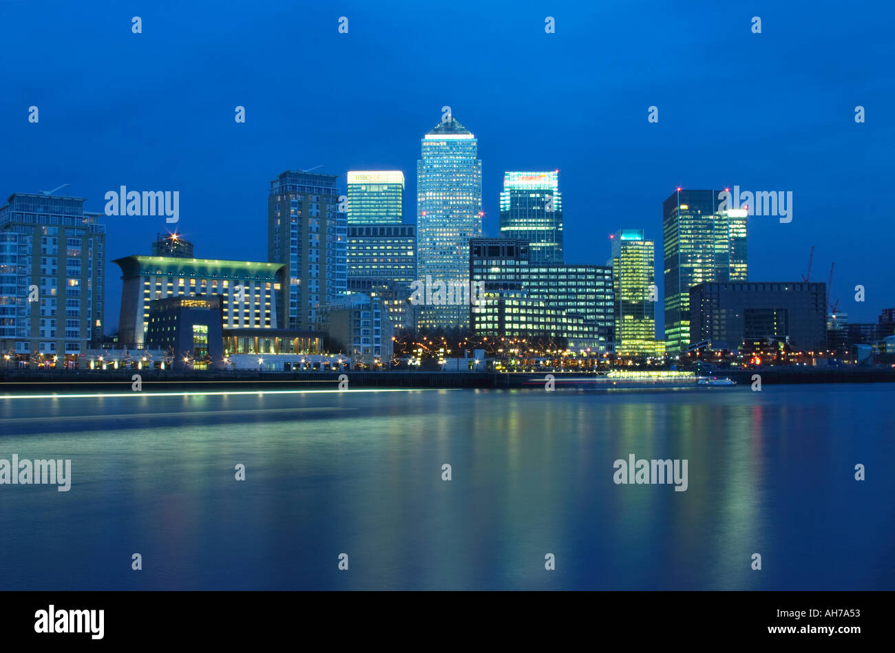 Canary Wharf and riverside apartments in the Docklands London England ...