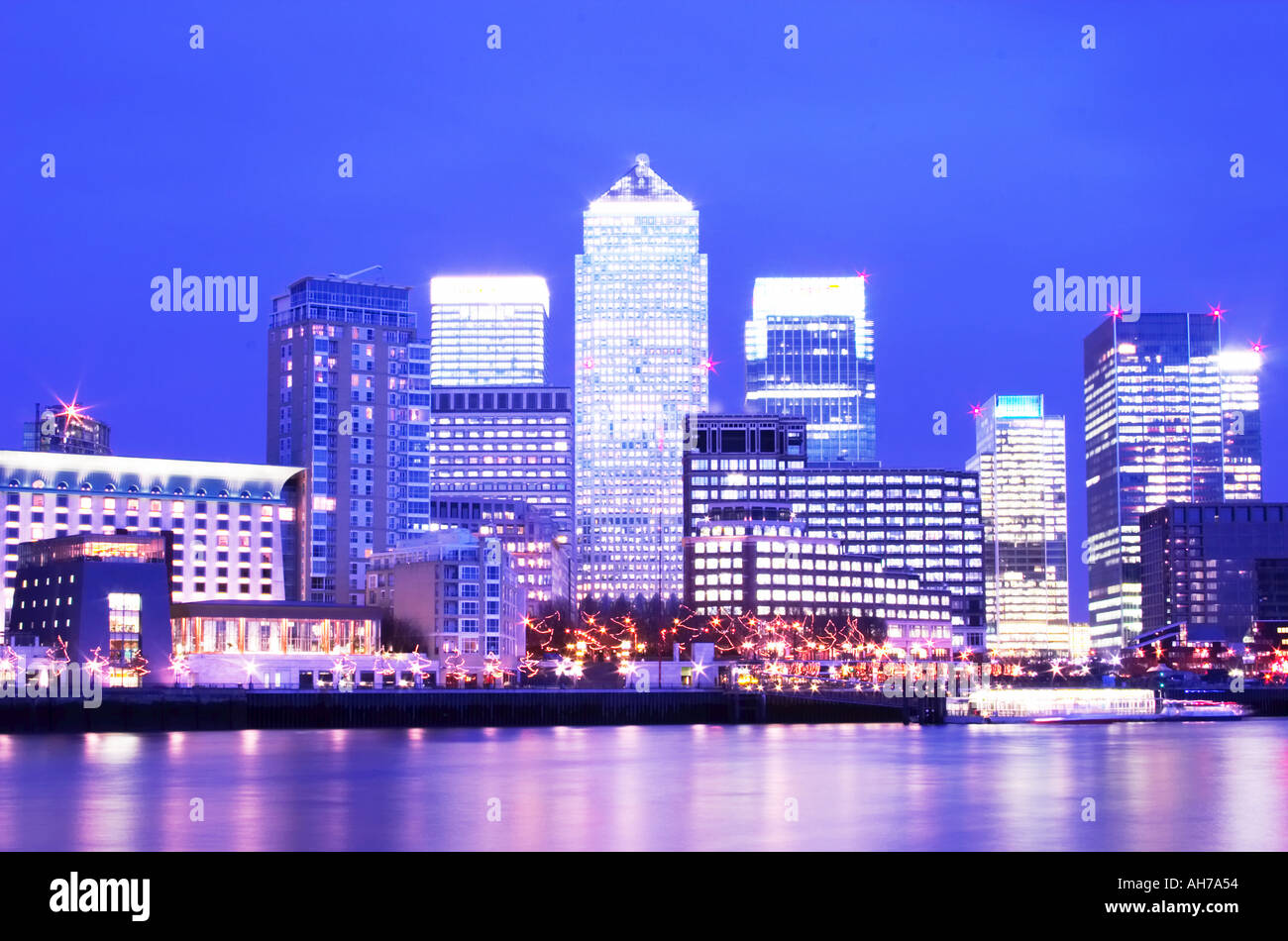 Canary Wharf and riverside apartments in the Docklands London England ...