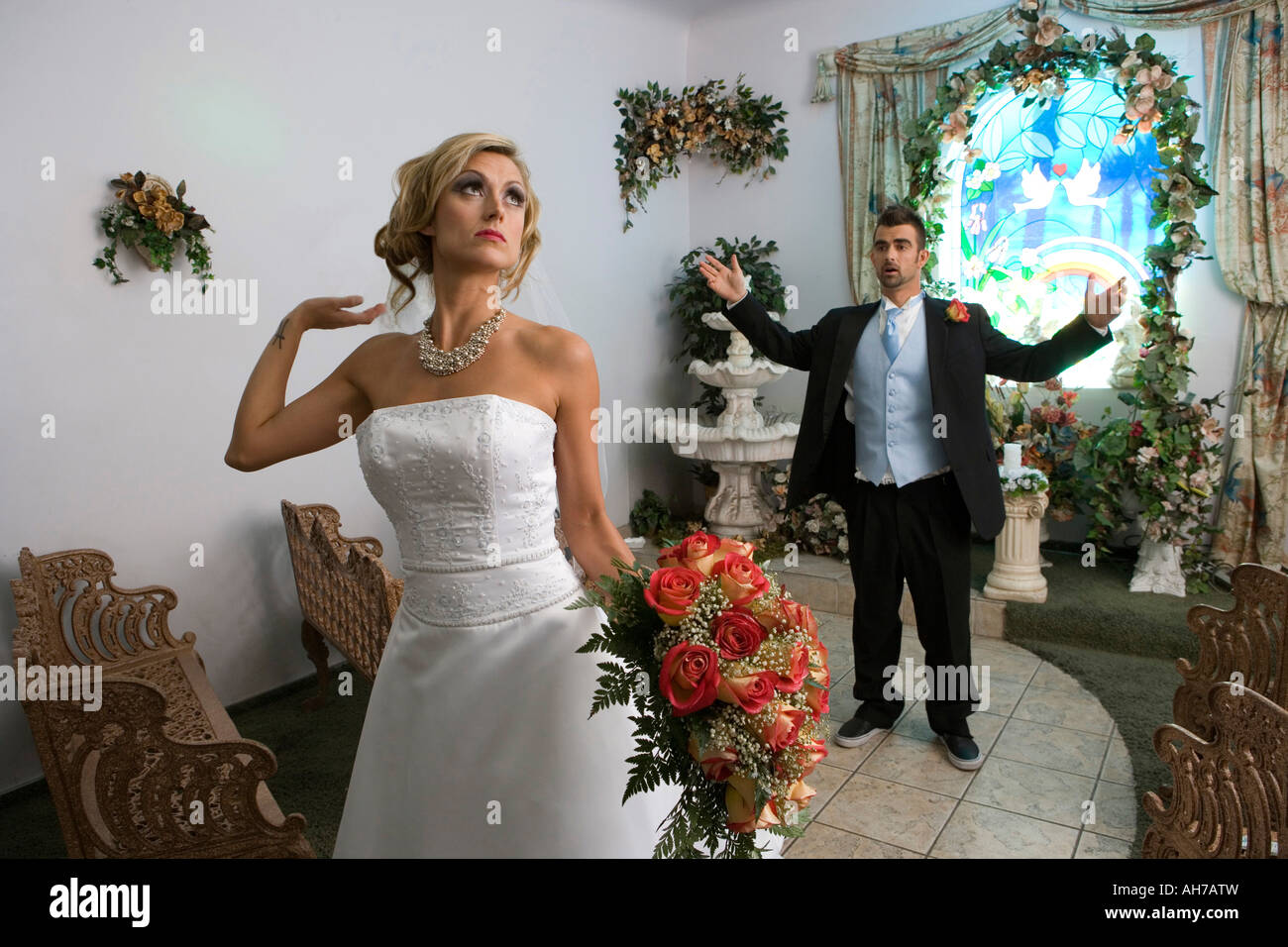 Bride leaving a groom at the altar Stock Photo - Alamy