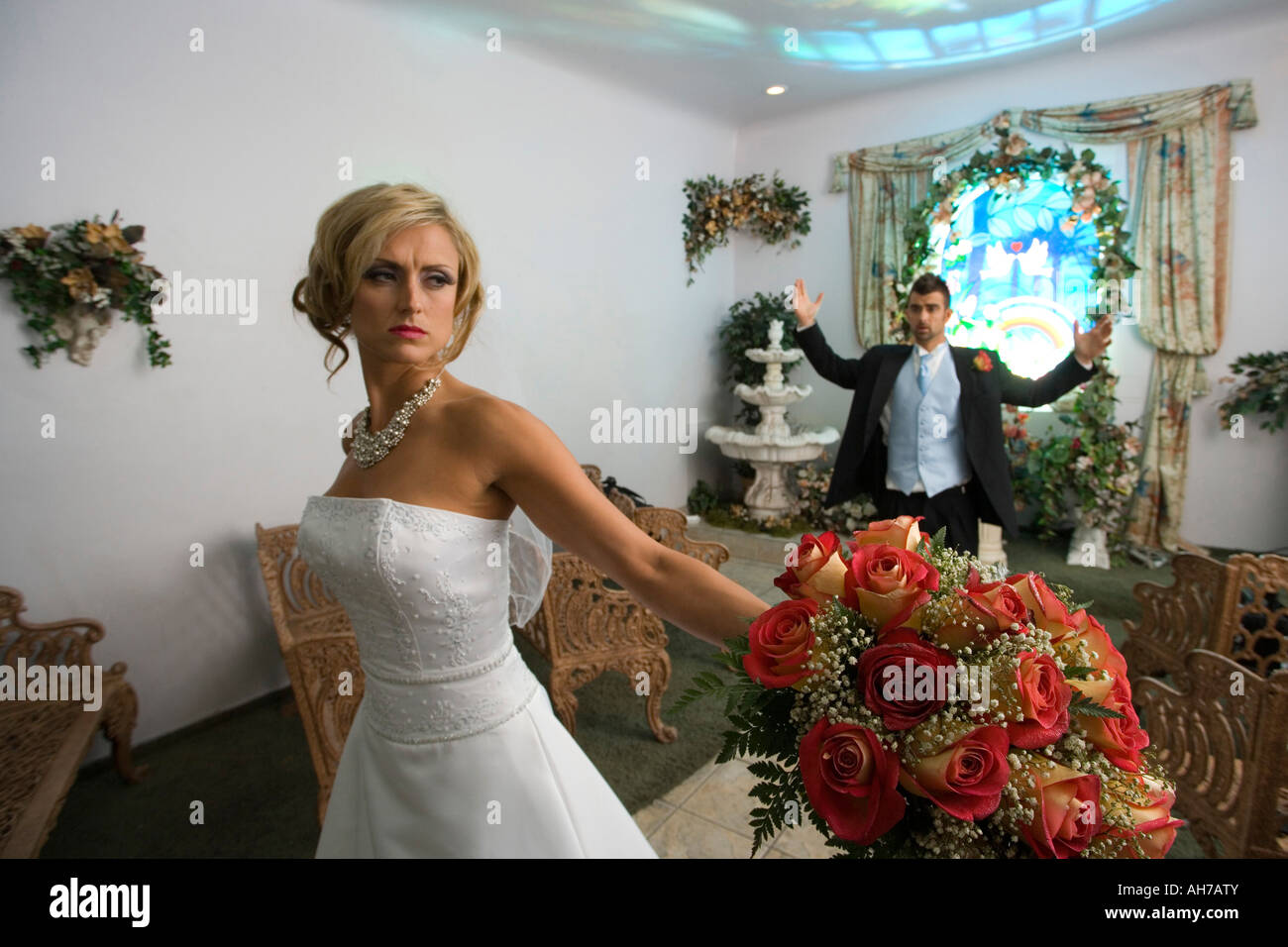 Bride leaving a groom at the altar Stock Photo - Alamy