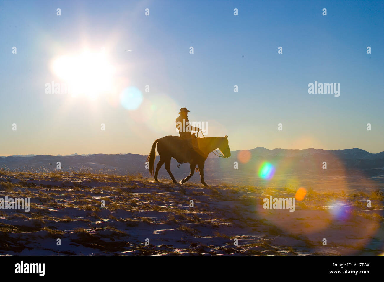 Man on horse silhouette hi-res stock photography and images - Alamy