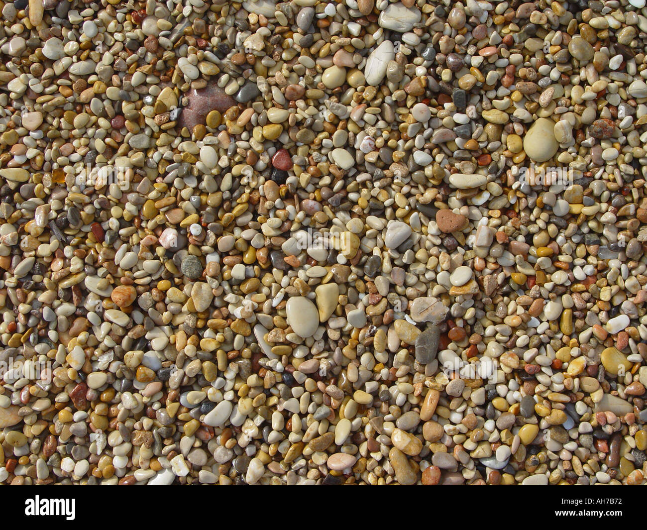 Pebbles and shingle on Mediterranen beach in Balearic Island of Ibiza ...