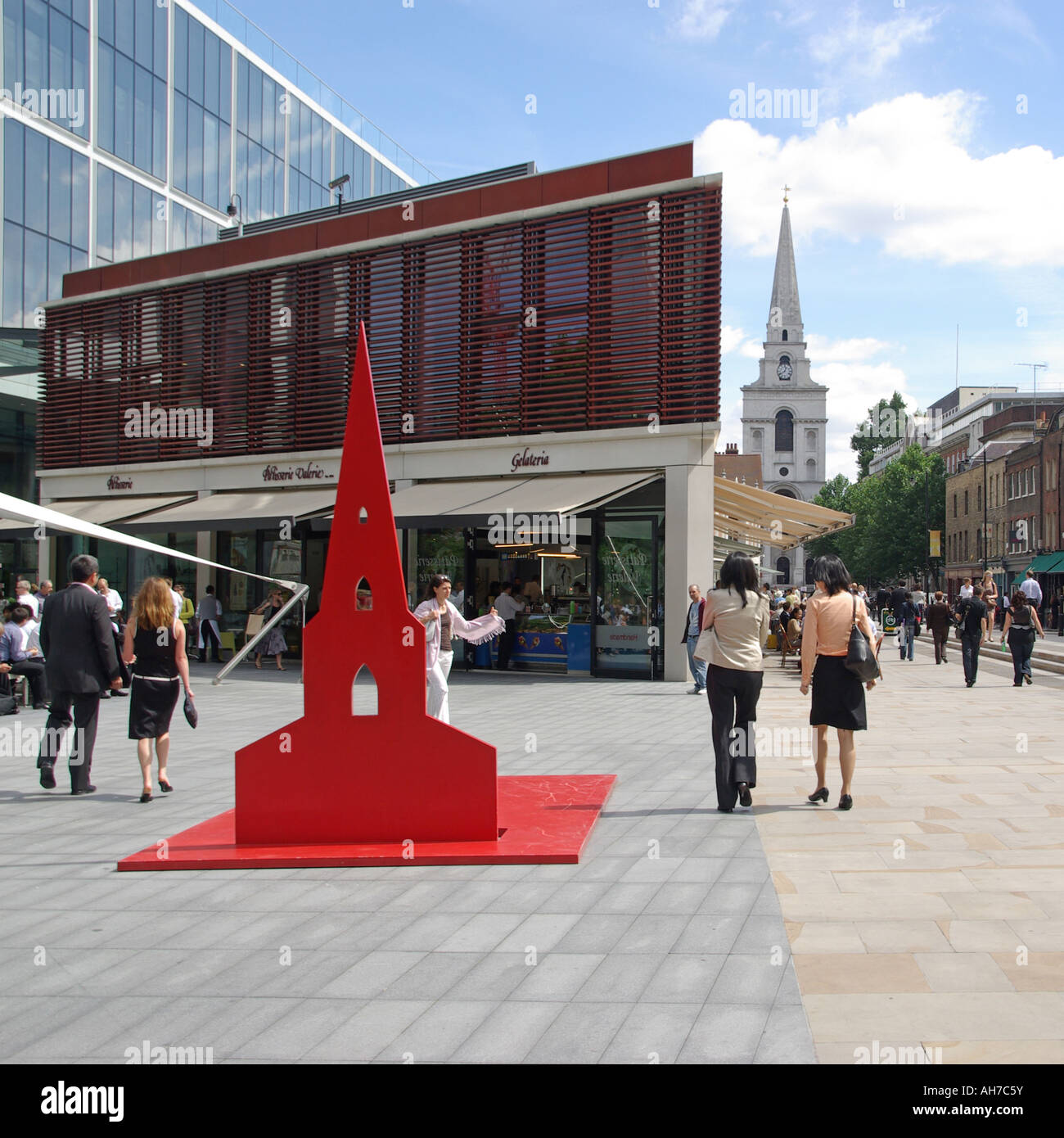 Spitalfields simple red flat steel cut out sculpture outline of the ...