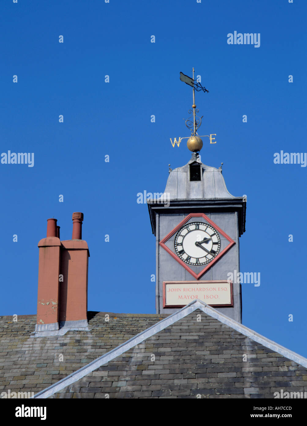 Lead faced and roofed clock tower of the 18th century Old Town Hall ...