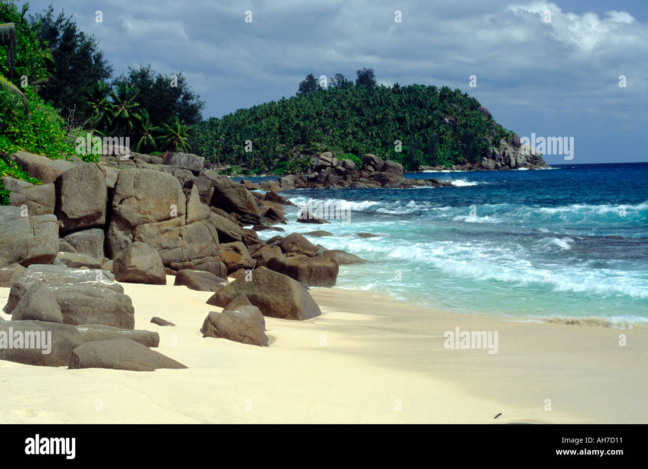 Beach near Police Bay southern Mahe Seychelles Stock Photo - Alamy