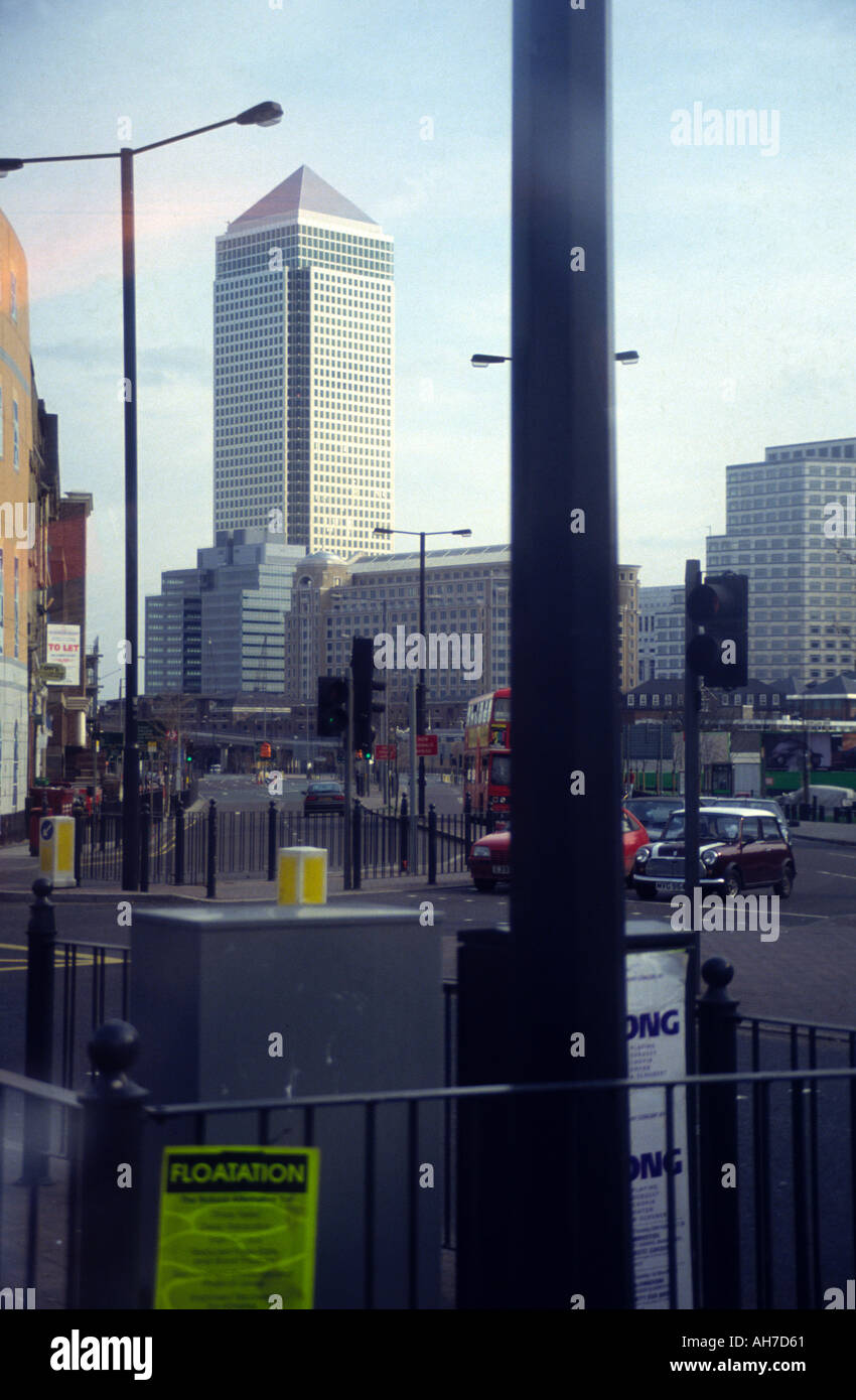 Canada tower and Canary wharf from Tower Hamlets London England circa ...