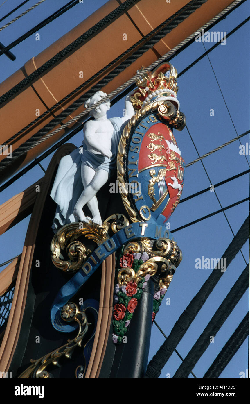 HMS Victory First Rate ship of the line Bow bowsprit Figurehead Stock ...