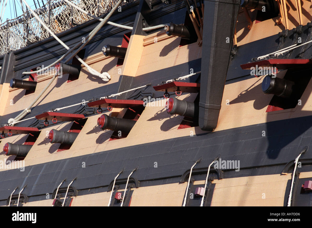 HMS Victory First Rate ship of the line guns cannons Stock Photo - Alamy