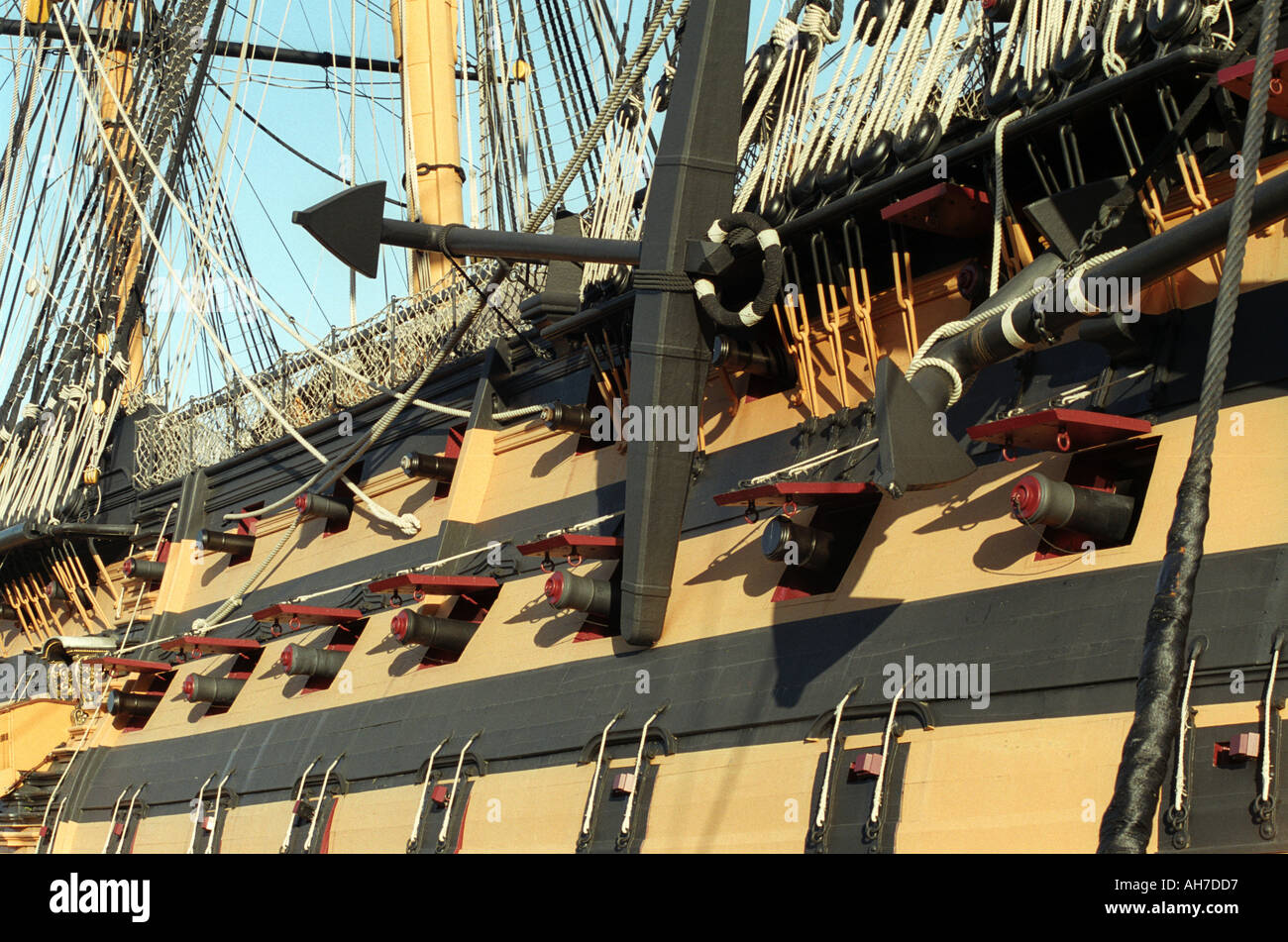 HMS Victory First Rate ship of the line guns cannons Stock Photo - Alamy