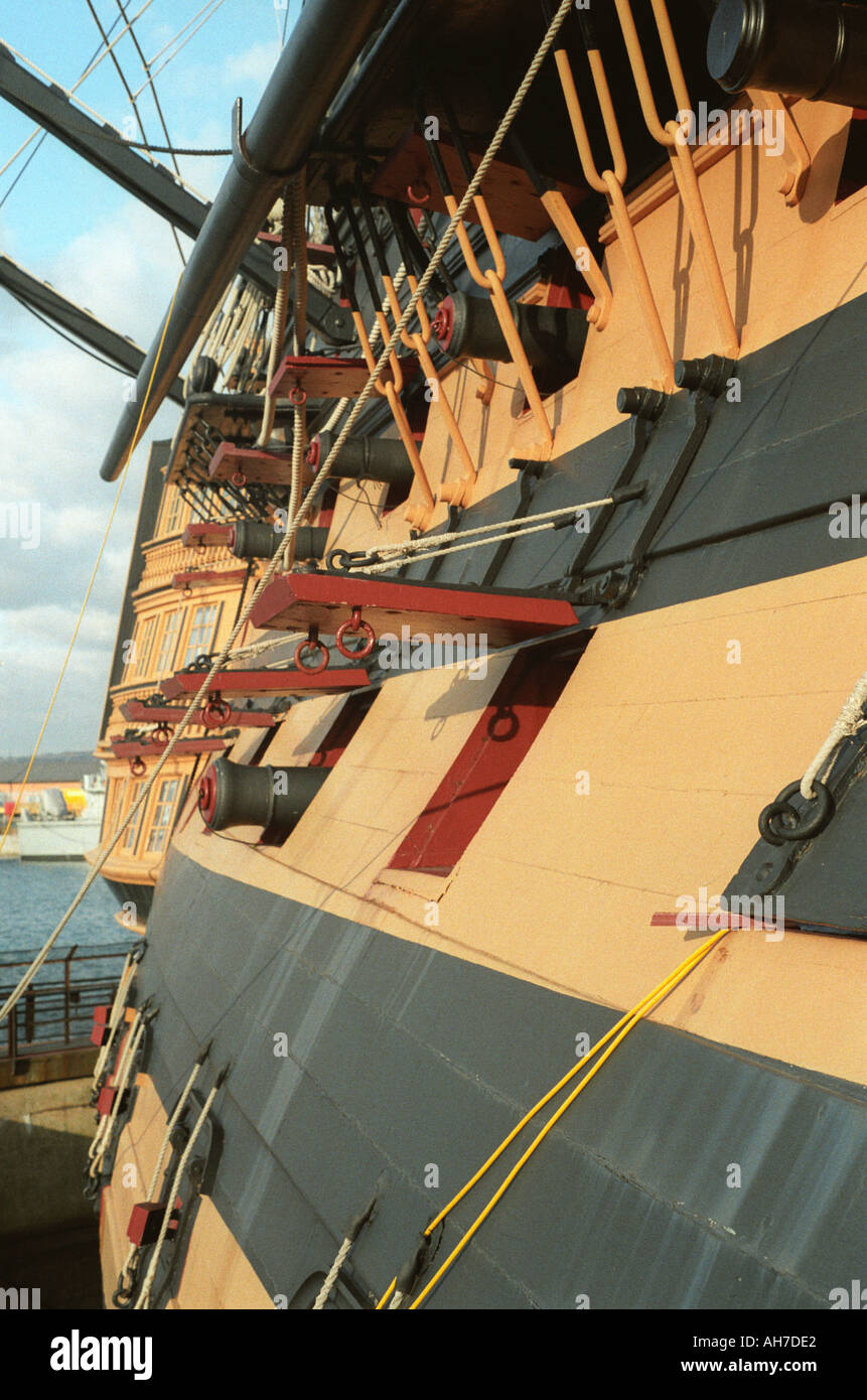 HMS Victory First Rate ship of the line guns cannons Portsmouth England ...
