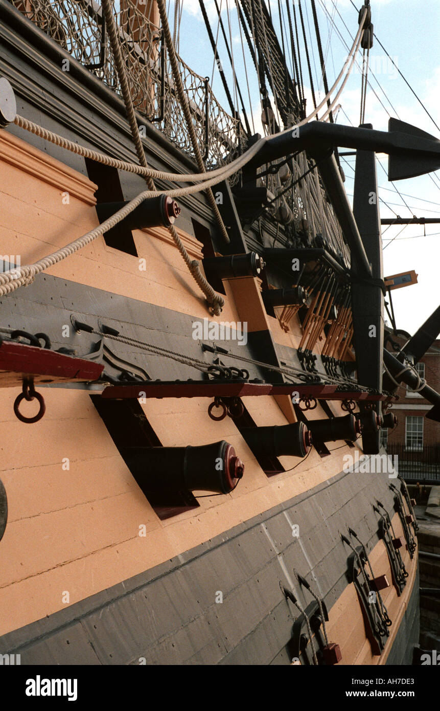 HMS Victory First Rate ship of the line guns cannons Portsmouth England ...