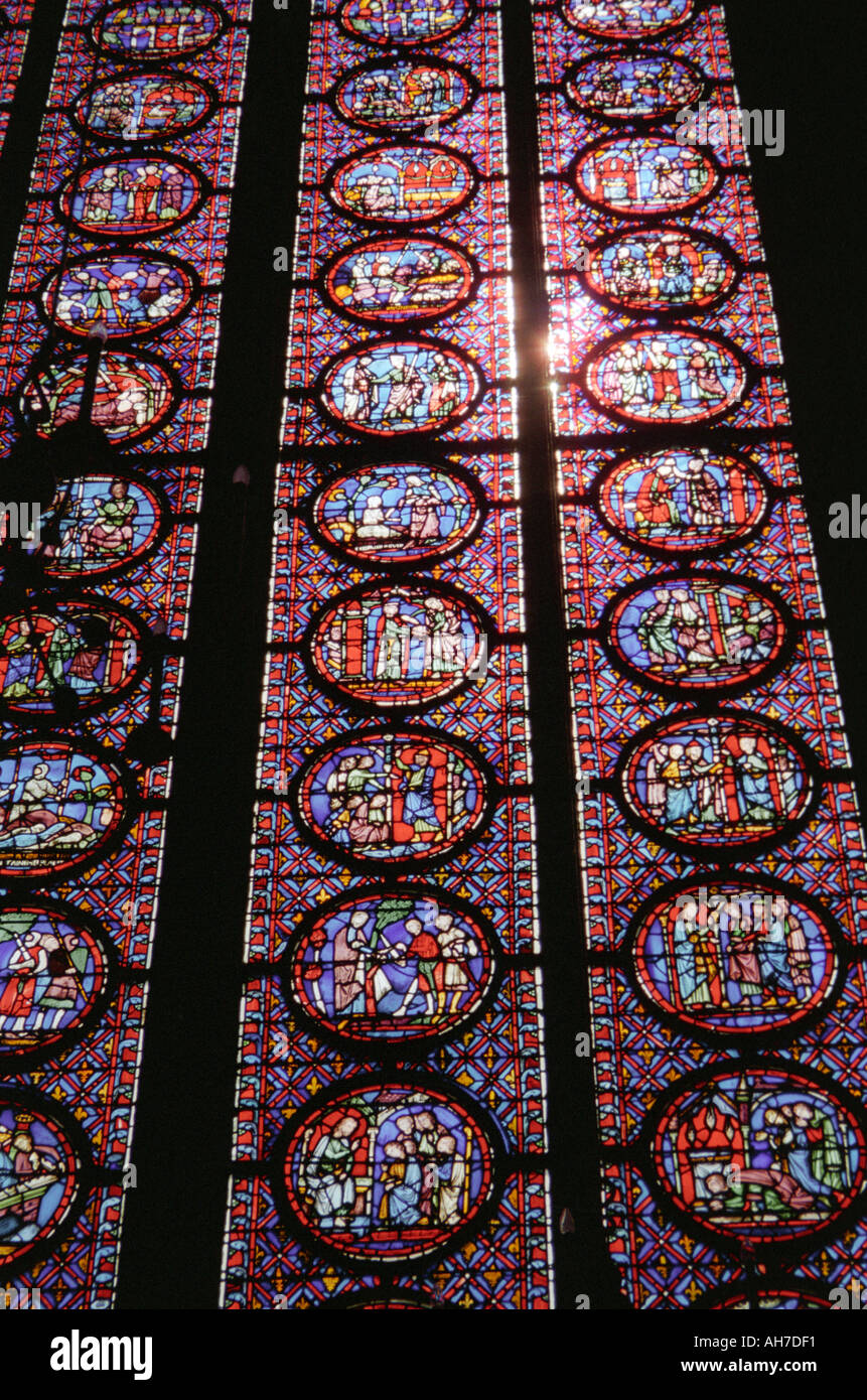 Stained Glass window in La Chapelle Paris France Stock Photo - Alamy