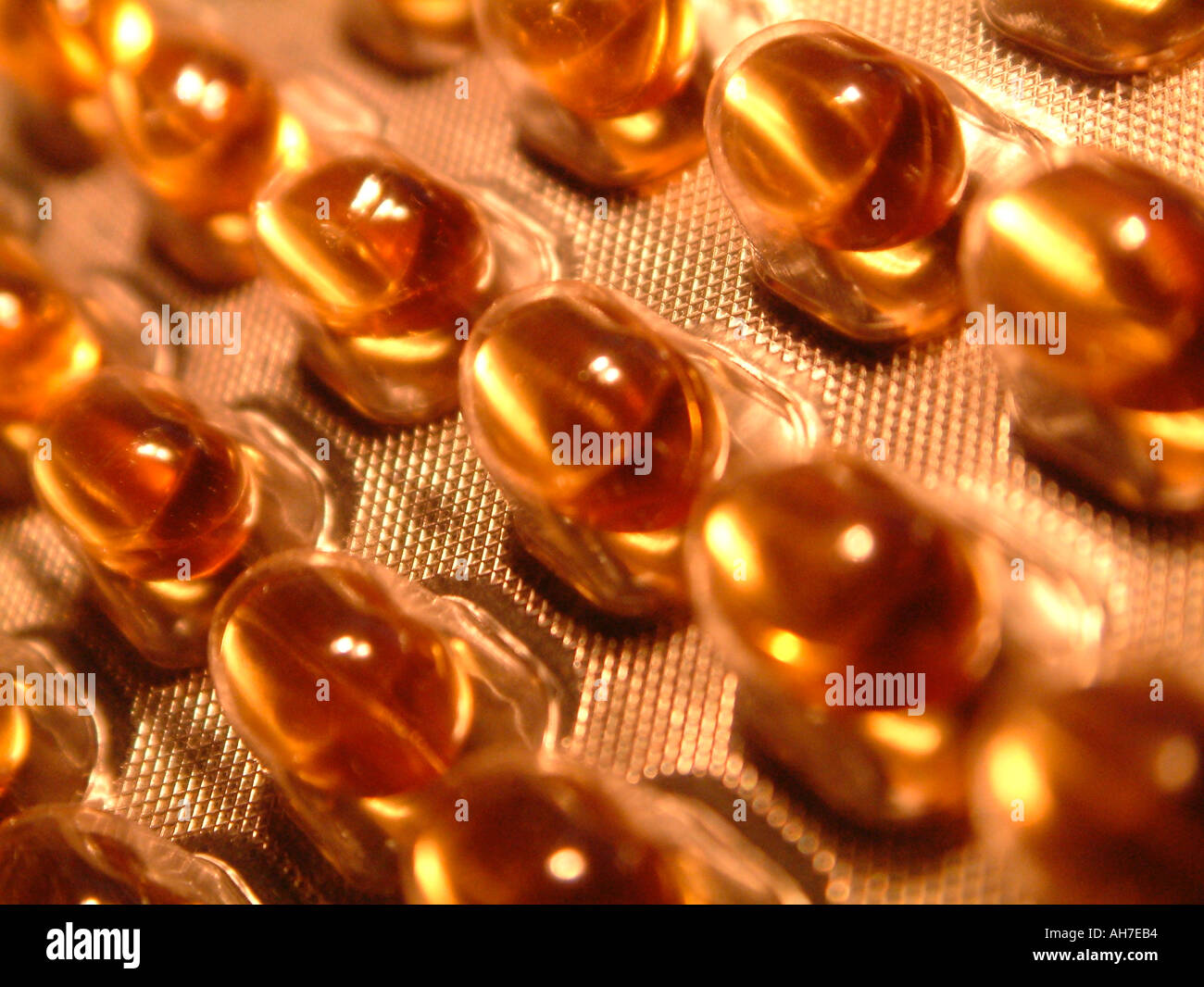 Close up of blister pack containing Vitamin E capsules Stock Photo - Alamy